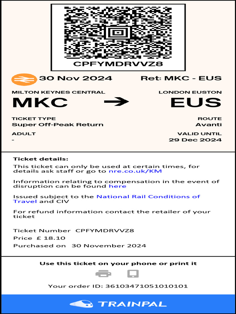 Mobile E-Ticket for MKC to EUS | PDF
