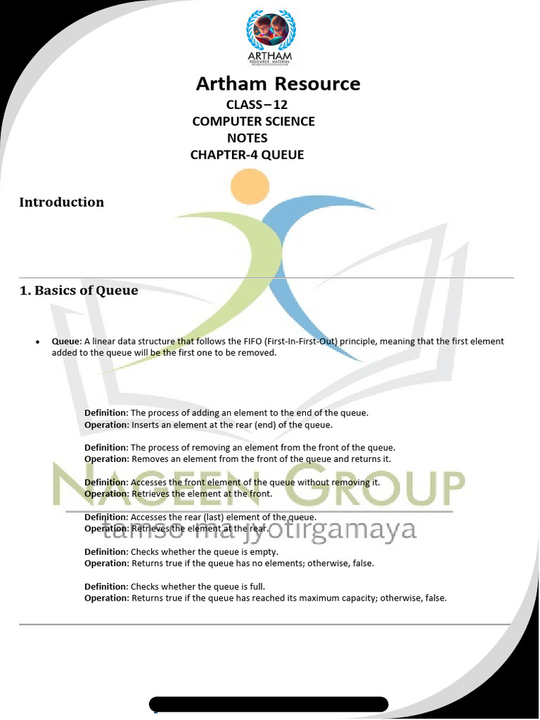 Class 12 Queue Data Structure Notes | PDF | Queue (Abstract Data Type ...