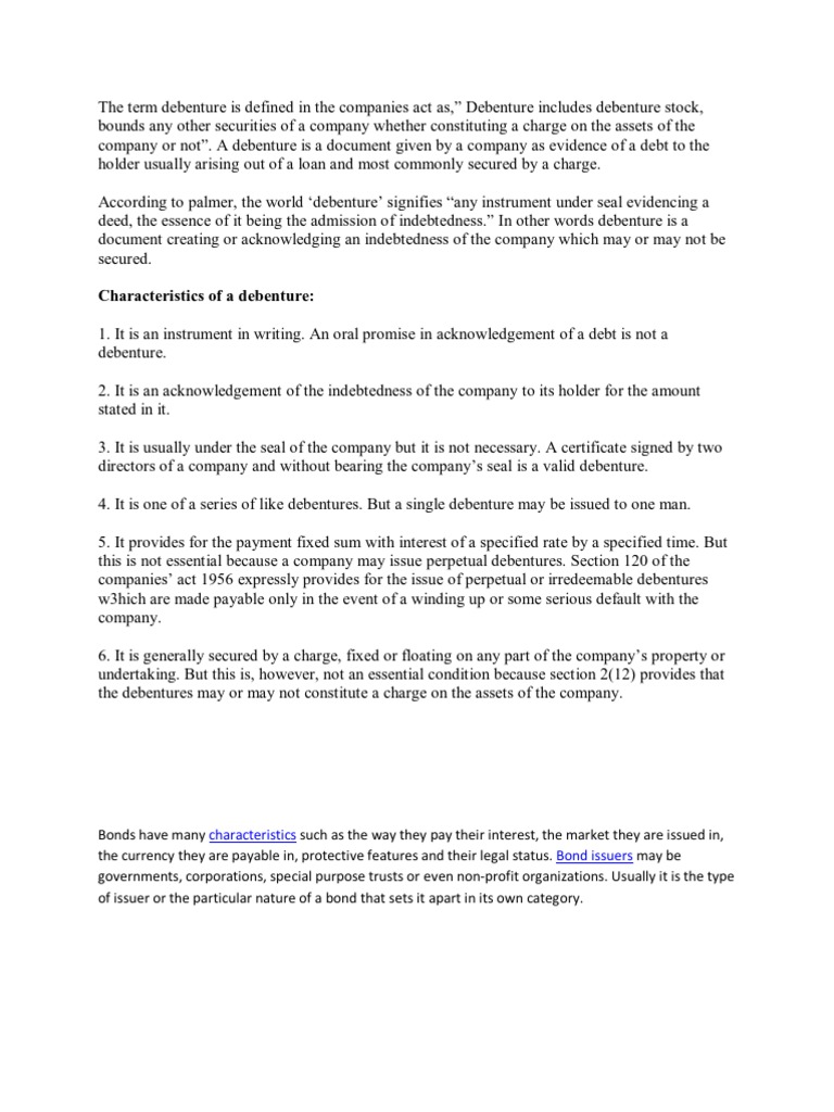 Debenture and Bond | Debenture | Bonds (Finance)