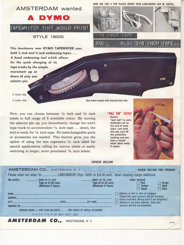 Dymo Tapewriter - Amsterdam Co. | PDF | Manufactured Goods
