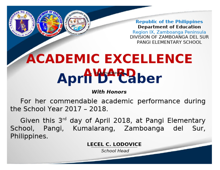 Academic Excellence Award 2018 | PDF