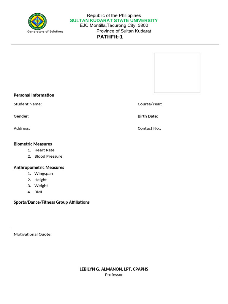 Pathfit 1 | PDF | Hand | Foot