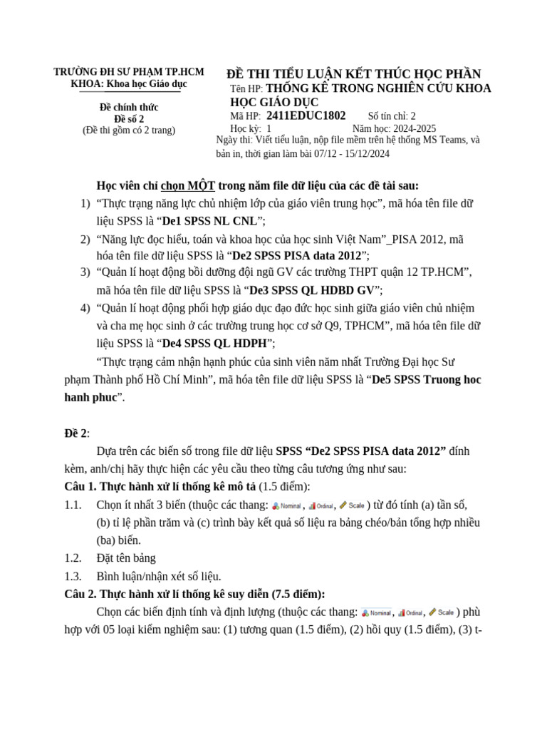 De2 Tieu Luan Het HP Pisa Data 2012 | PDF