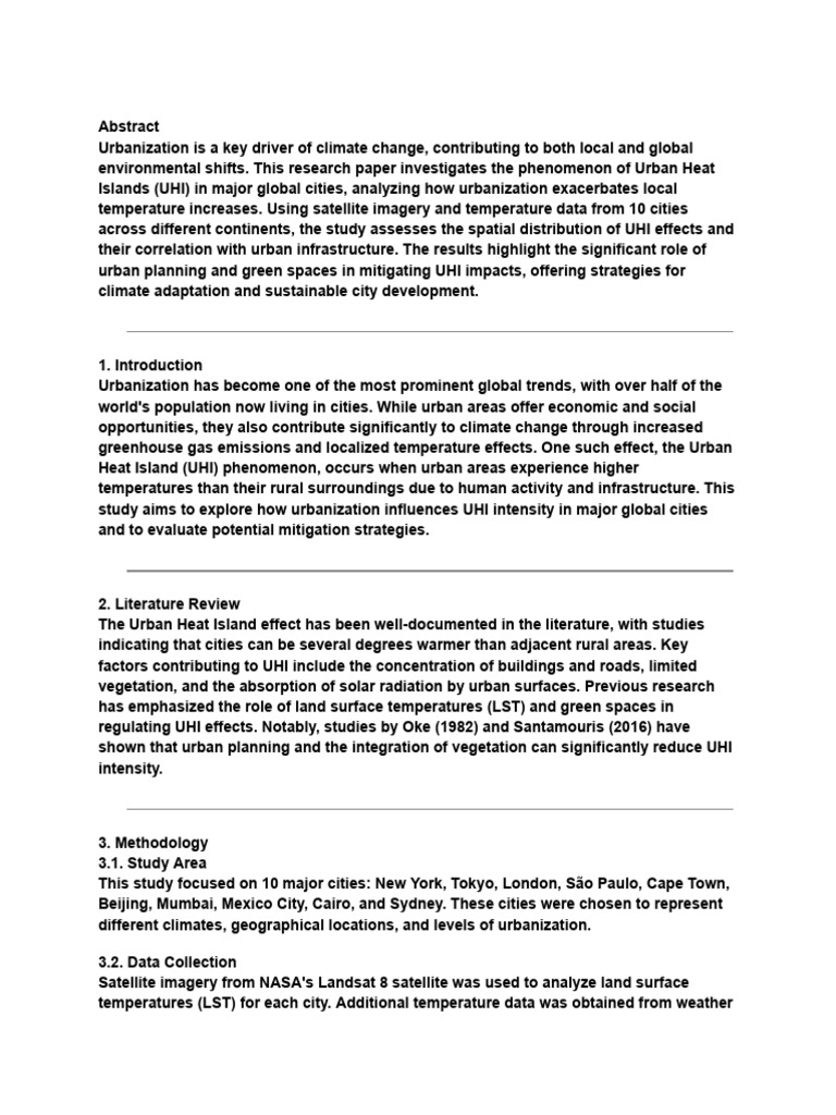 The Impact of Urbanization On Climate Change - A Study of Urban Heat ...
