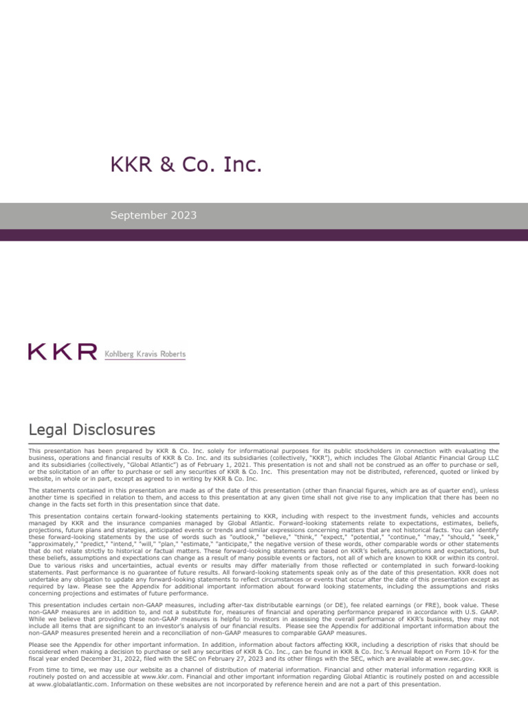 KKR 2023 Investor Presentation Overview | PDF | Private Equity | Investing