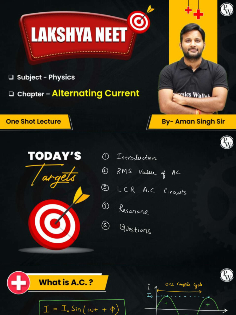 Alternating Current (One Shot) _ Class Notes __ Lakshya NEET YT | PDF