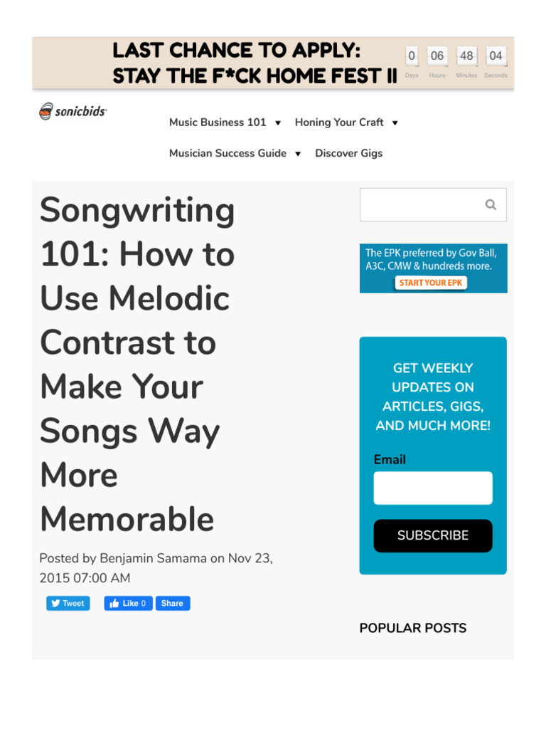 Melodic Contrast in Songwriting | PDF | Song Structure | Music Industry