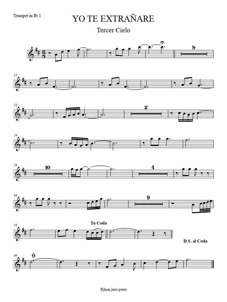 Yo Te Extrañare Tercer Cielo - Trumpet in BB 1 | PDF
