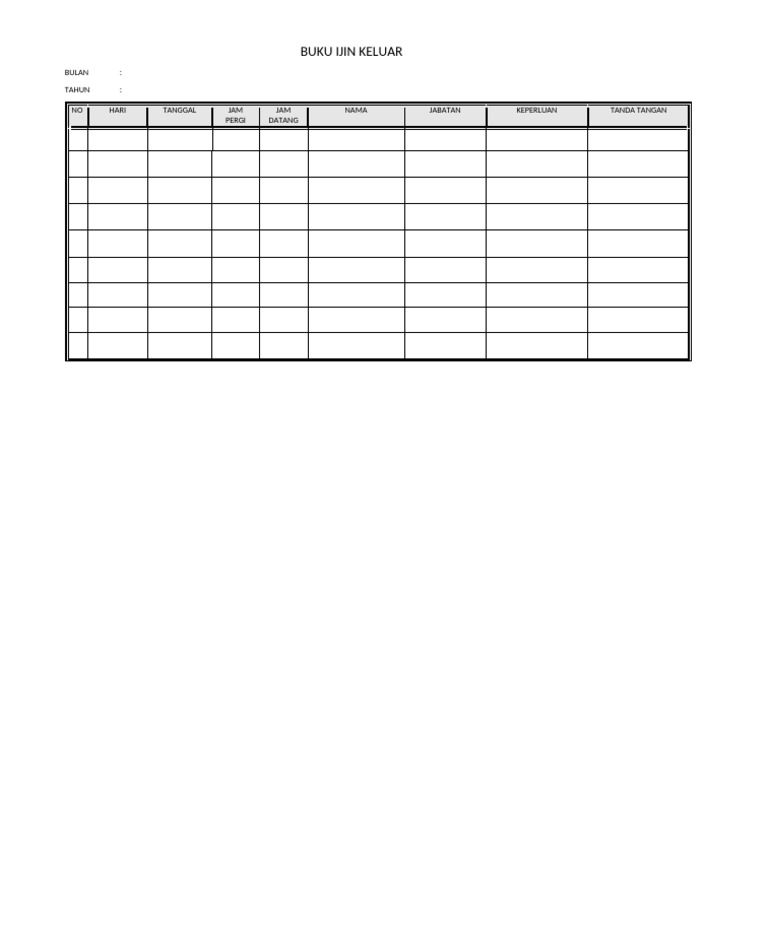 Buku Ijin Keluar | PDF