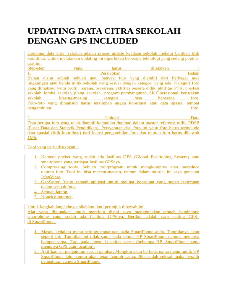 Updating Data Citra Sekolah Dengan GPS Included | PDF