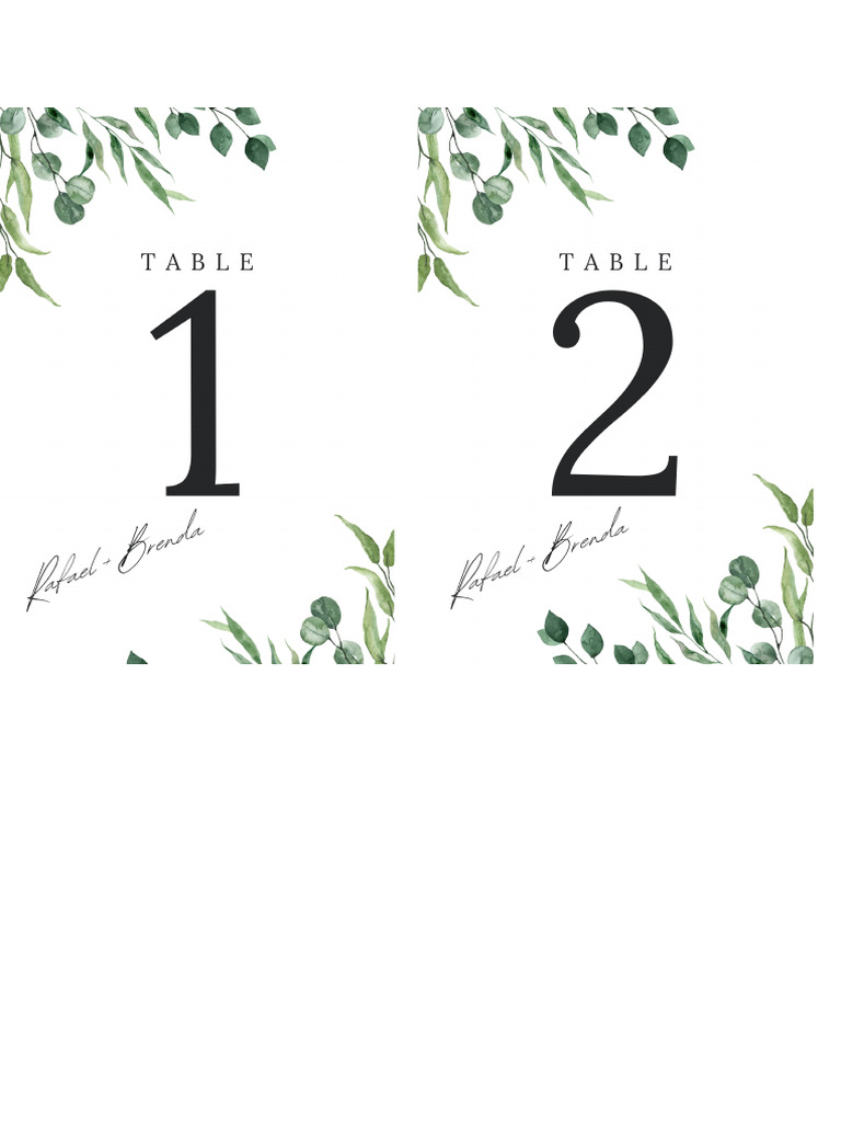 Wedding Table Numbers | PDF