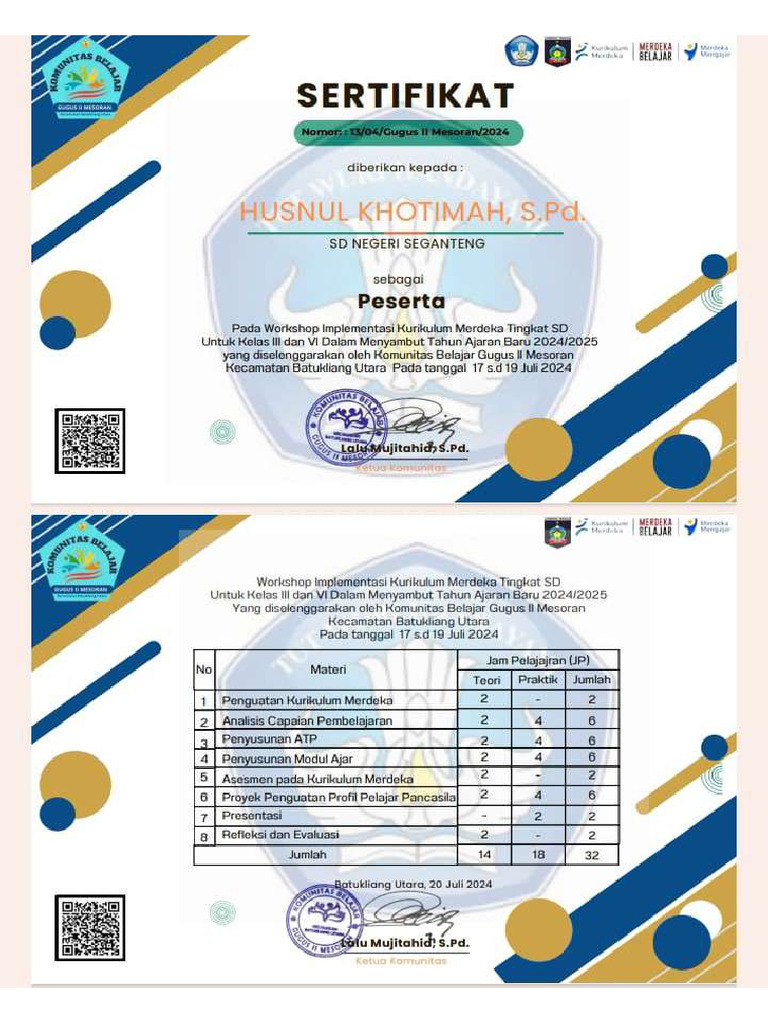 sertifikat HUSNUL | PDF