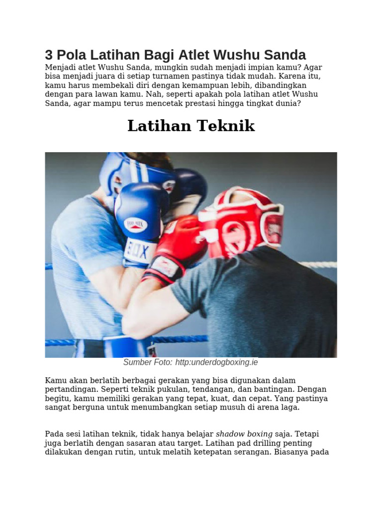 3 Pola Latihan Bagi Atlet Wushu Sanda | PDF