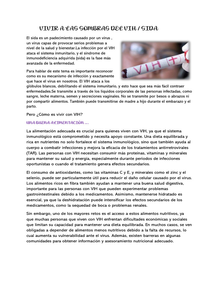 Vivir A Las Sombras Del VIH (Ensayo) | PDF | VIH | Sistema inmune