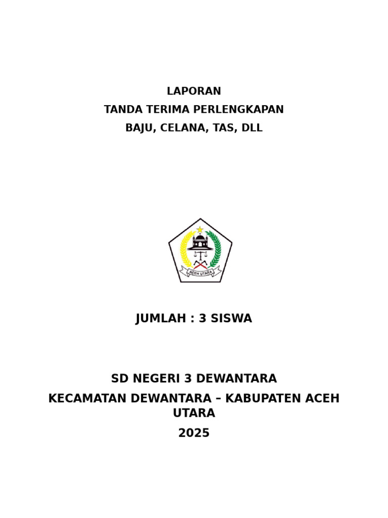 BUKTI TANDA TERIMA BARANG UNTUK SISWA SDN 3 DWT | PDF