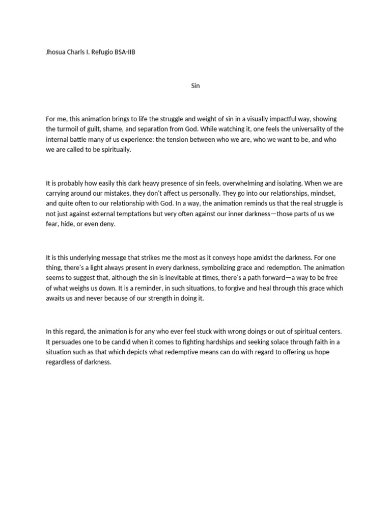 The Struggle and Hope of Sin Explained | PDF