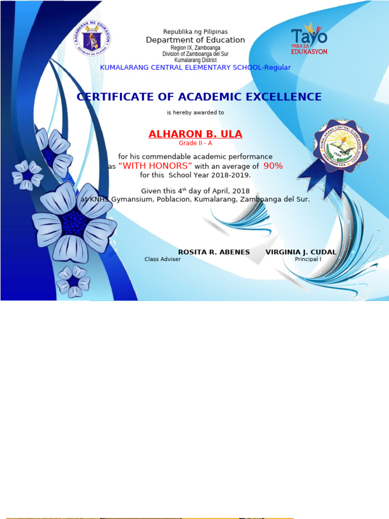 Cert for Rank Students | PDF