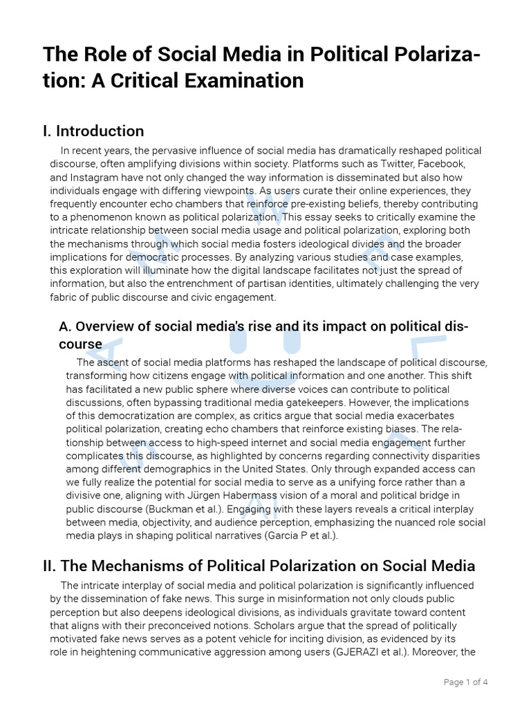 The Role of Social Media in Political Polarization A Critical ...