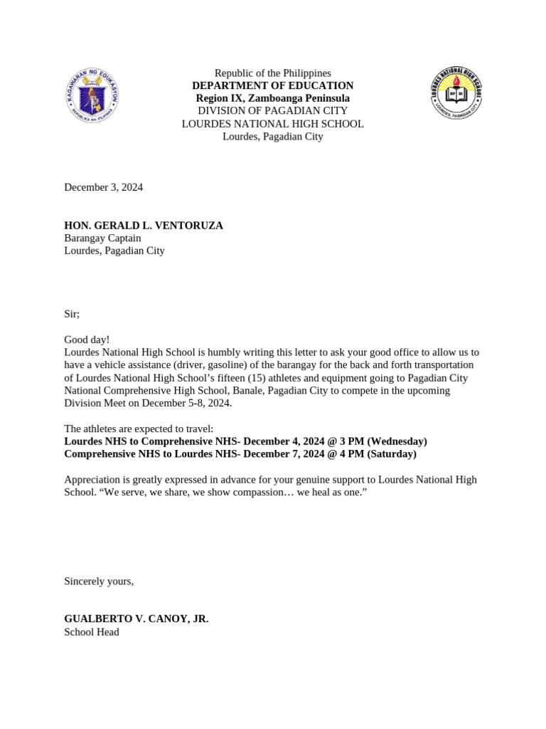 Letter For Brgy | PDF