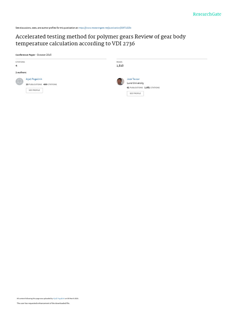 Gear VDI 2015 Manuscript v6 Errata Cor | PDF | Friction | Fatigue ...