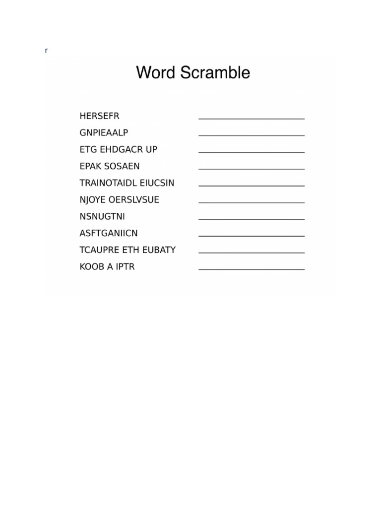 Word Scramble Team 1 | PDF