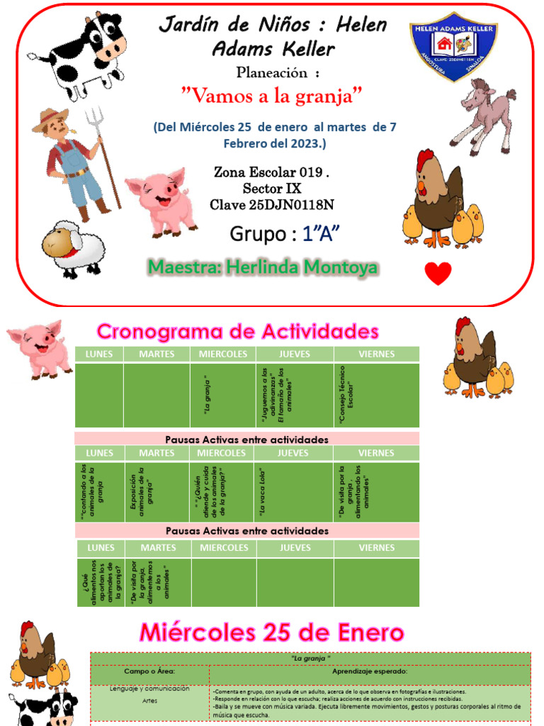 Actividades Preescolares sobre la Granja | PDF | Salón de clases ...
