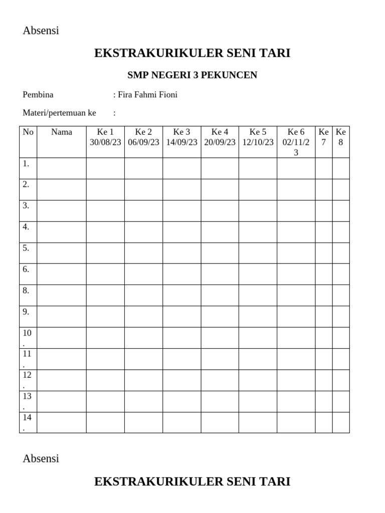 Ekstrakurikuler Seni Tarii | PDF