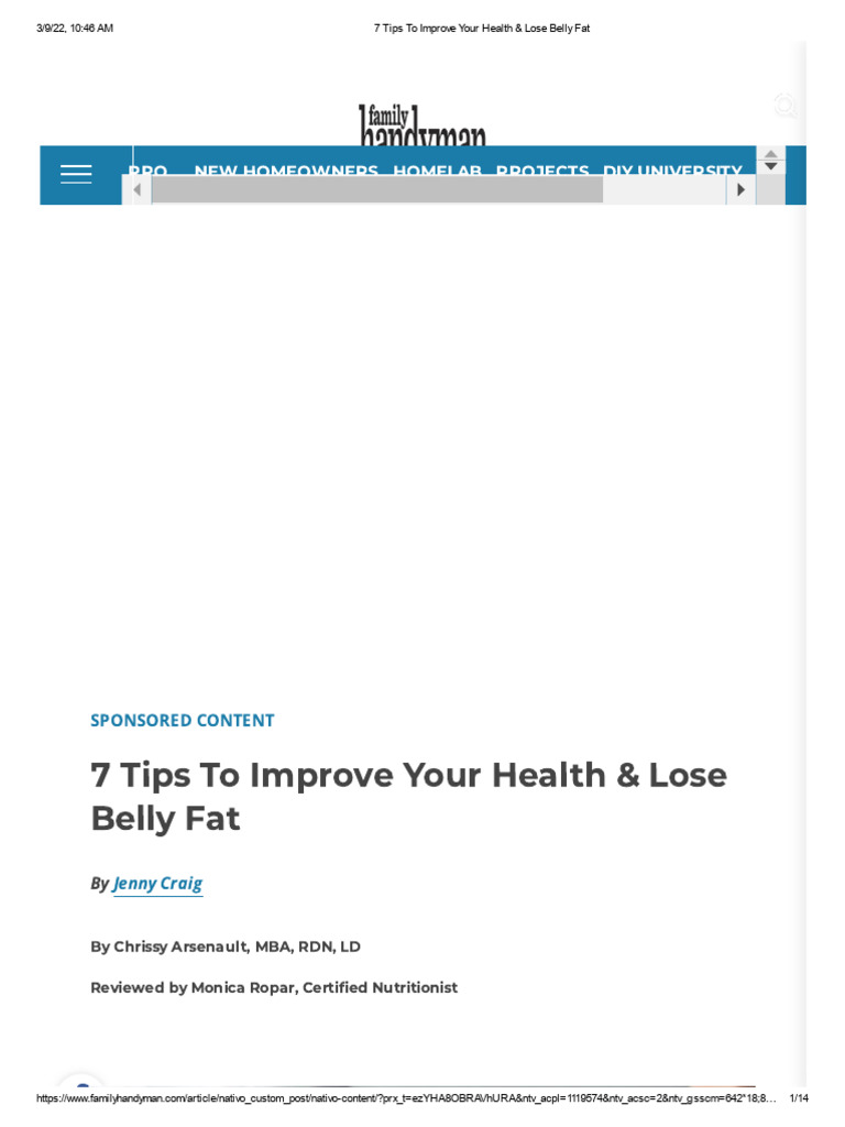 7 Tips To Improve Your Health & Lose Belly Fat | PDF | Adipose Tissue | Abdominal Obesity