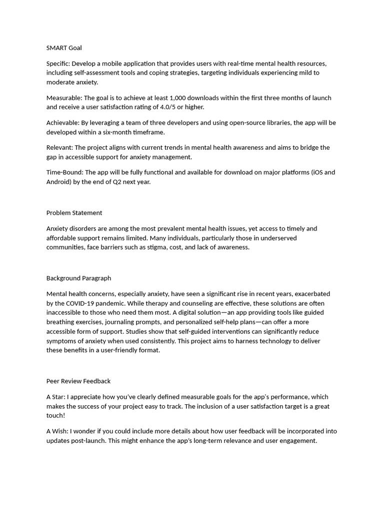 Mental Health App Development Goals Pdf
