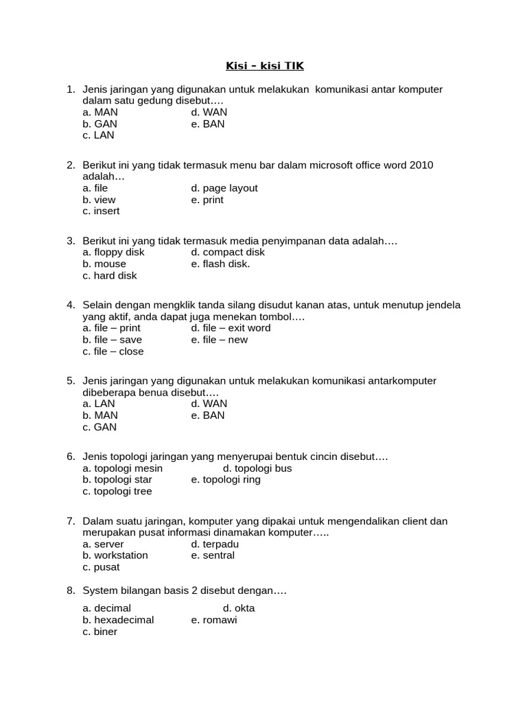 kisi - kisi TIK PSAT 2024 | PDF
