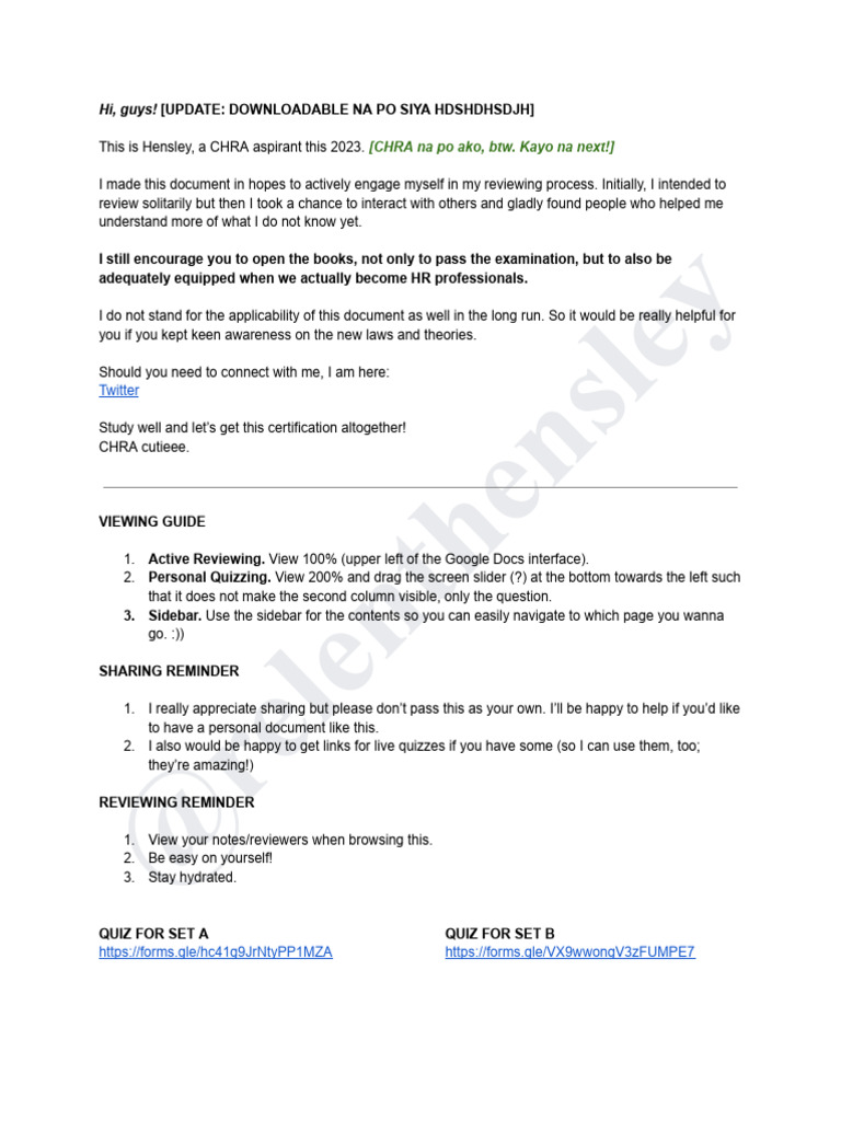 CHRA Exam Review and Sample Questions | PDF | Performance Appraisal ...