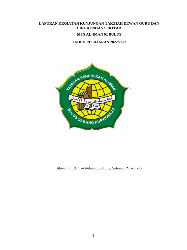 Laporan Kunjungan Takziah MTS Al-Iman | PDF