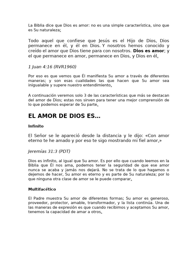 La Biblia dice que Dios es amor | PDF | Amor | Dios