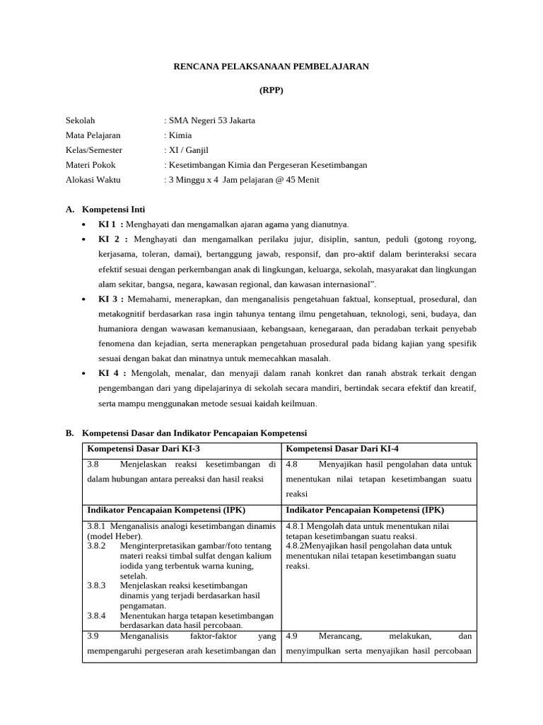 RPP Kesetimbangan (Fix) | PDF