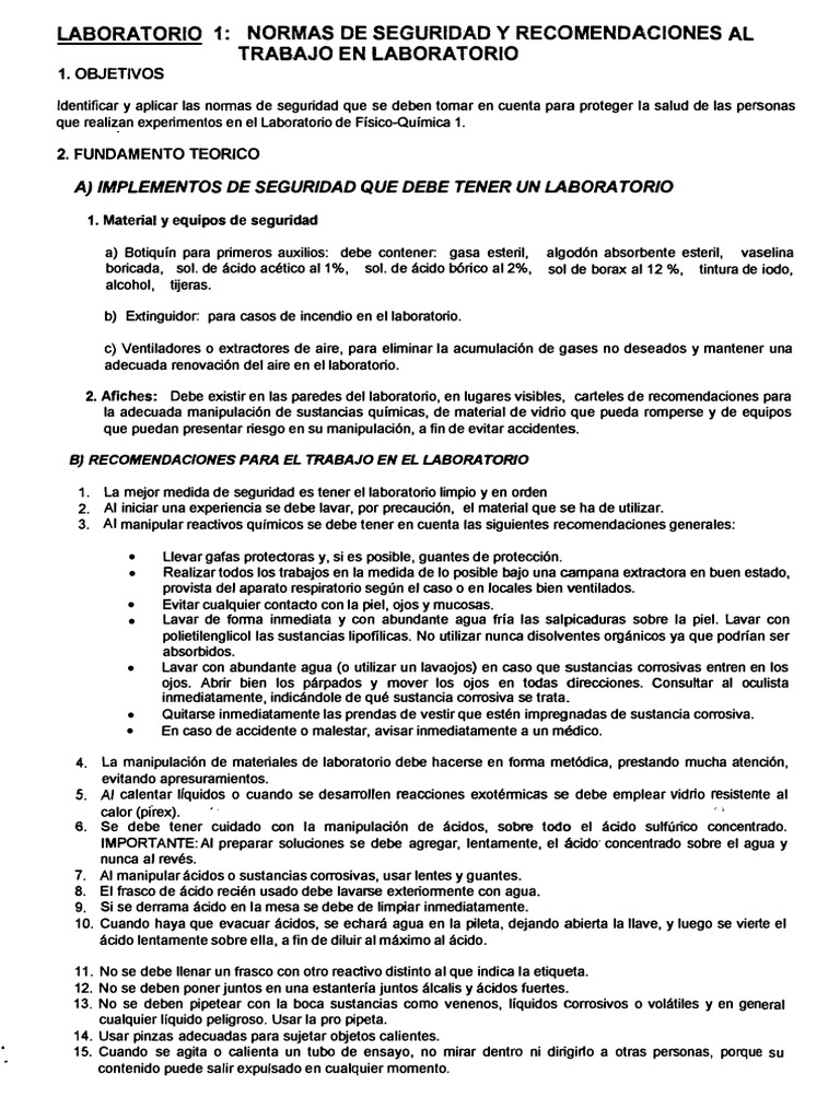 Normas de Seguridad en Laboratorio | PDF | Laboratorios | Corrosión