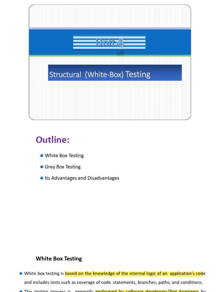 Unit 4 White Box Testing Pdf Software Testing Control Flow 2851