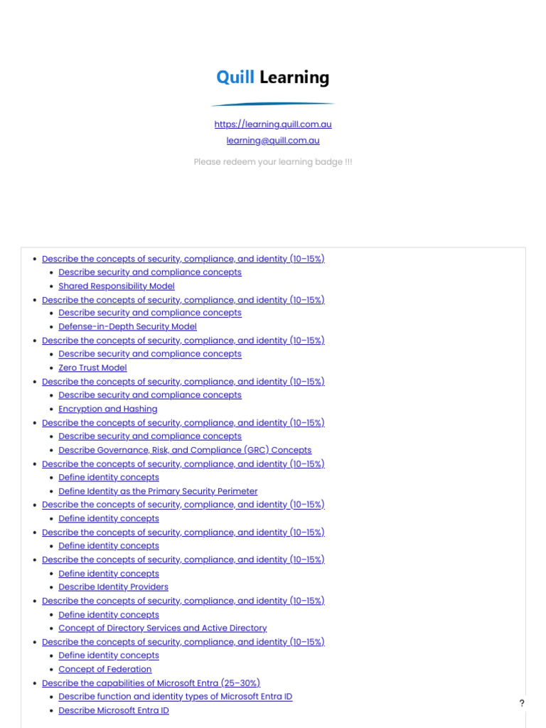 SC-900 Study Guide - Quill Learning | PDF | Active Directory | Encryption
