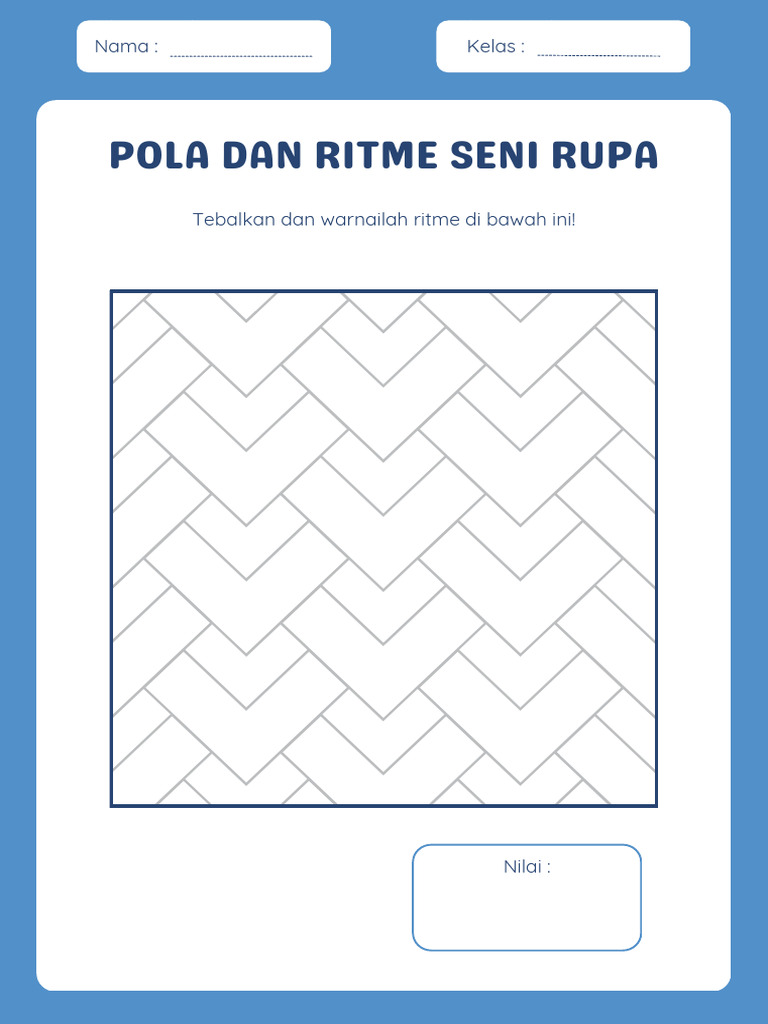Pola Dan Ritme Seni Rupa Lembar Kerja SD Kelas 3 Biru Putih Ilustratif | PDF