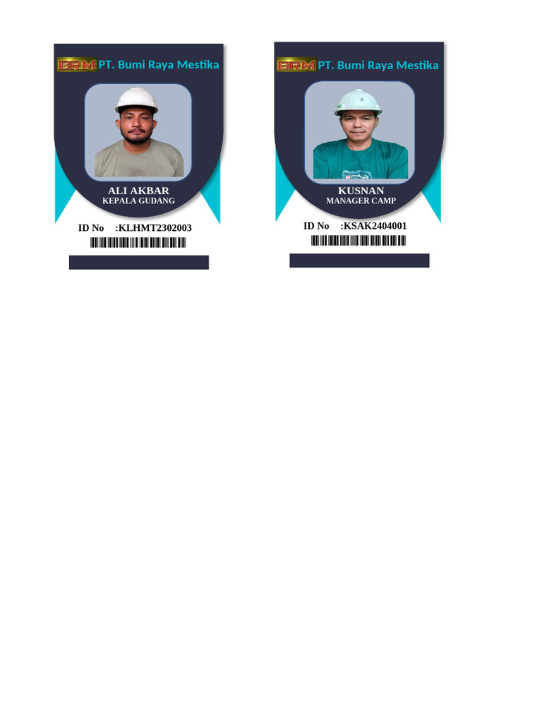 ID Card PT. BRM - 092955 | PDF