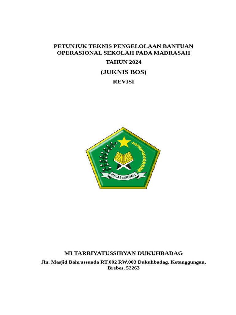 Cover Juknis Bos 2024 | PDF