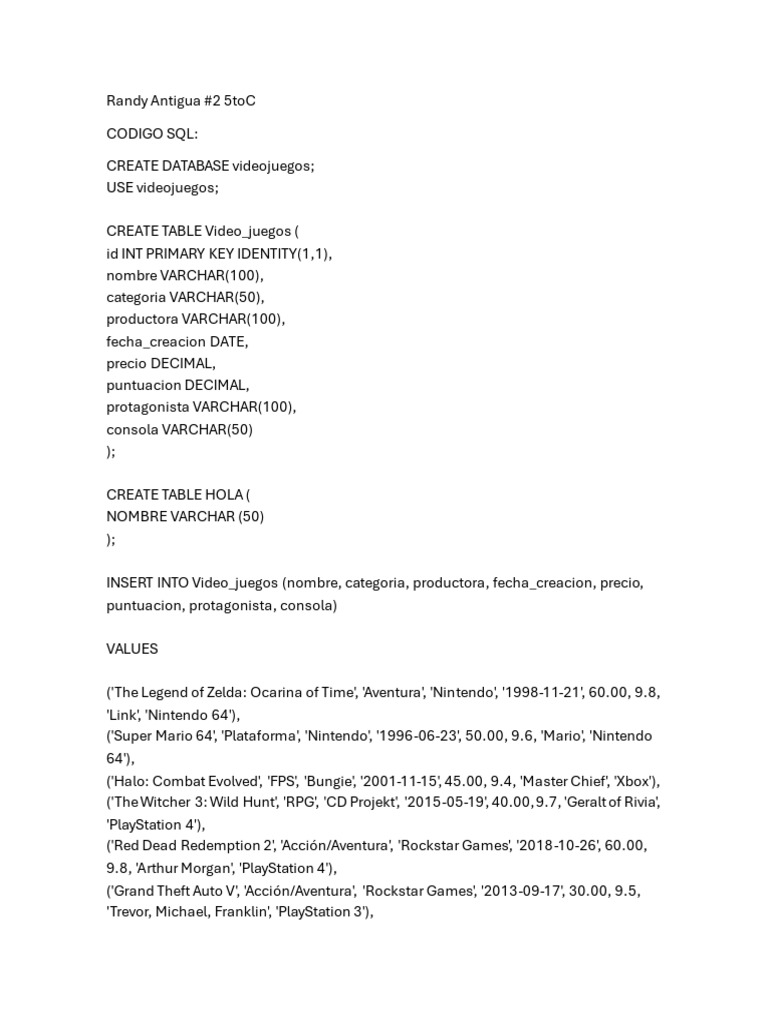 Documento de Base de Datos | PDF | Juego de azar