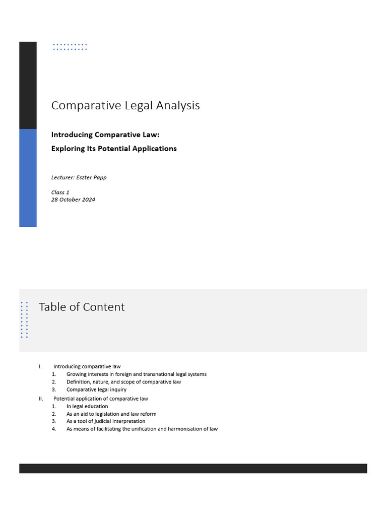 Class No. 1 - Comparative Legal Analysis - 2024-2025 | PDF | Sociology ...
