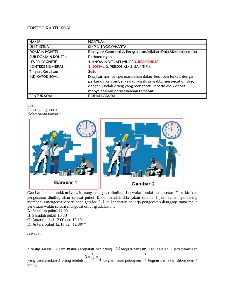 Contoh Kartu Soal | PDF