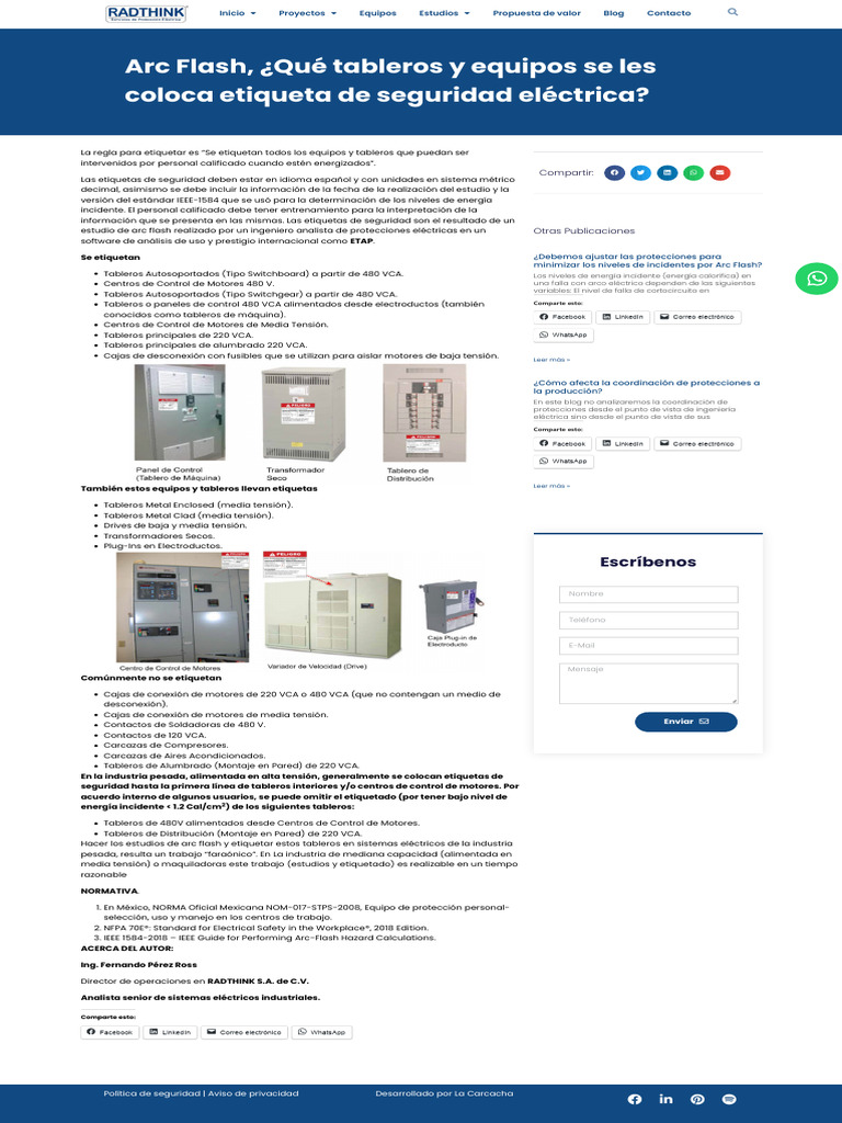 Arc Flash - Equipos Que Se Deben Colocar Etiqueta de Seguridad | PDF | Ingenieria Eléctrica ...