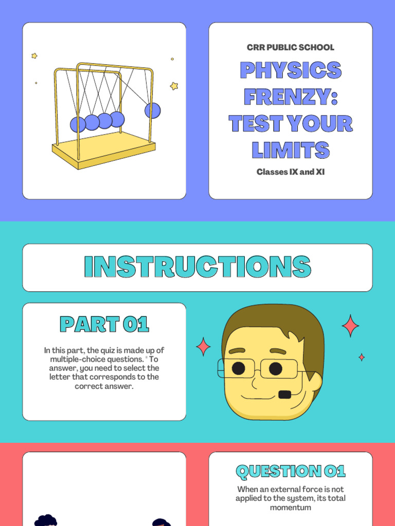 Elementary Physics Quiz Educational Presentation in Colored and ...