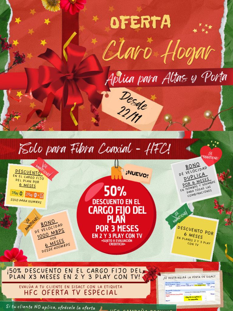 CLARO HOGAR (Fibra Coaxial - HFC) (Fibra Óptica - FTTH) Regular y ...