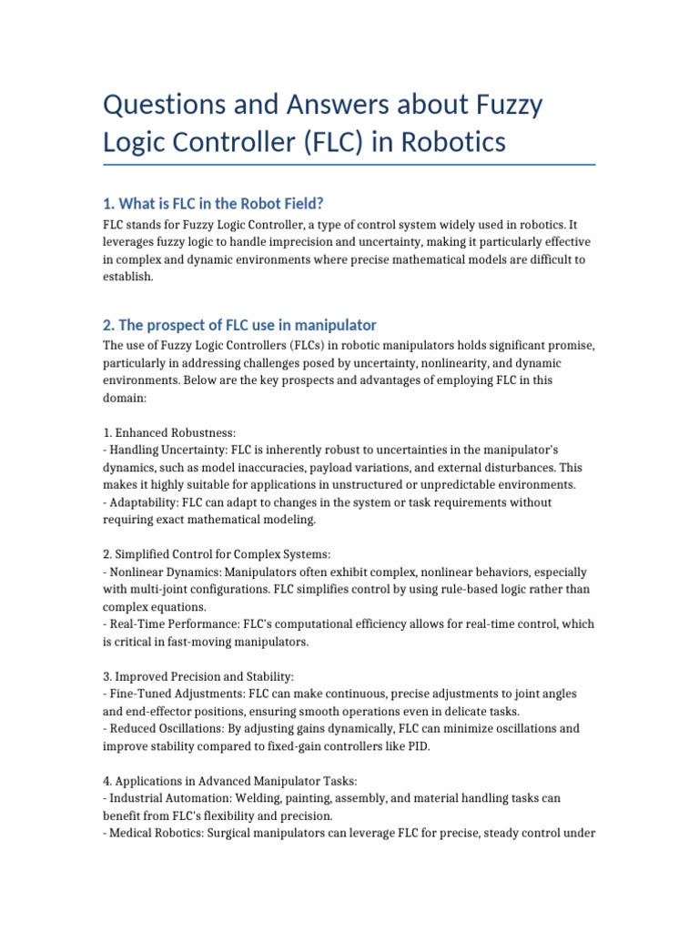 Fuzzy Logic Controller Robotics Prospects | PDF | Robotics | Machine Learning