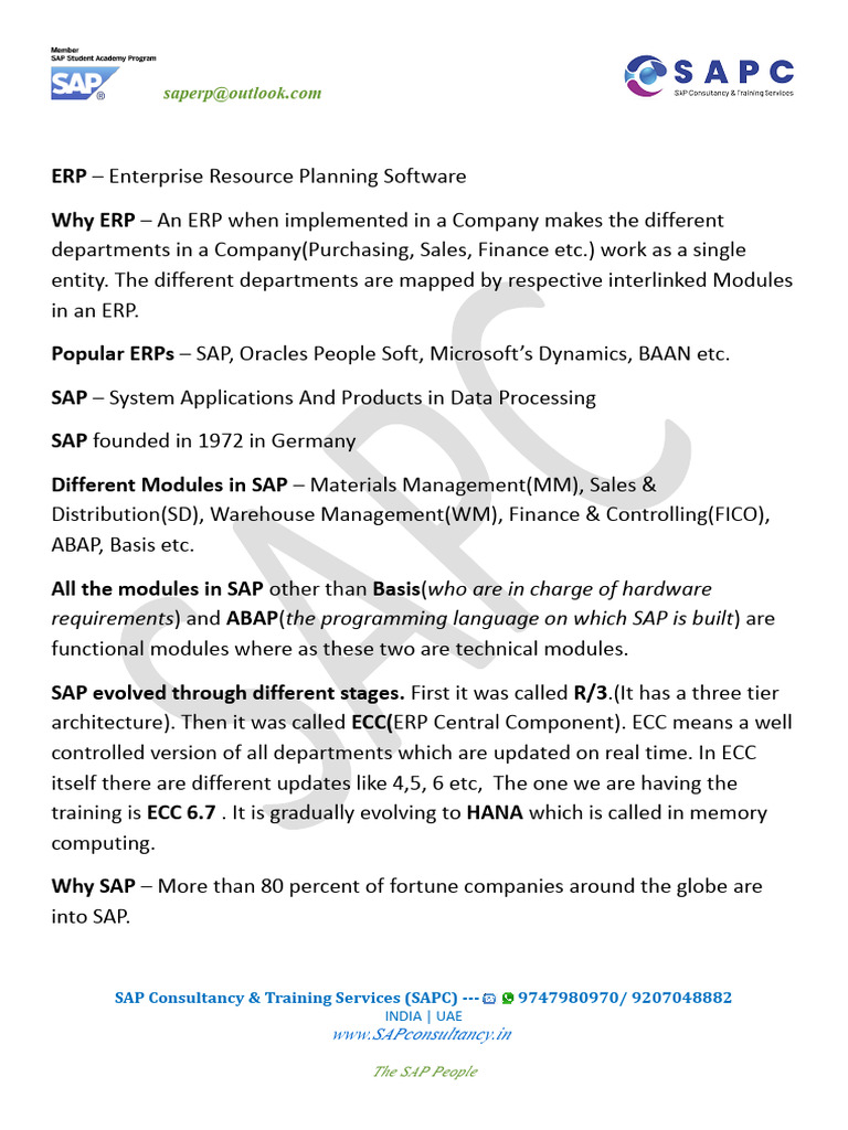 Sap-Overview Document | PDF