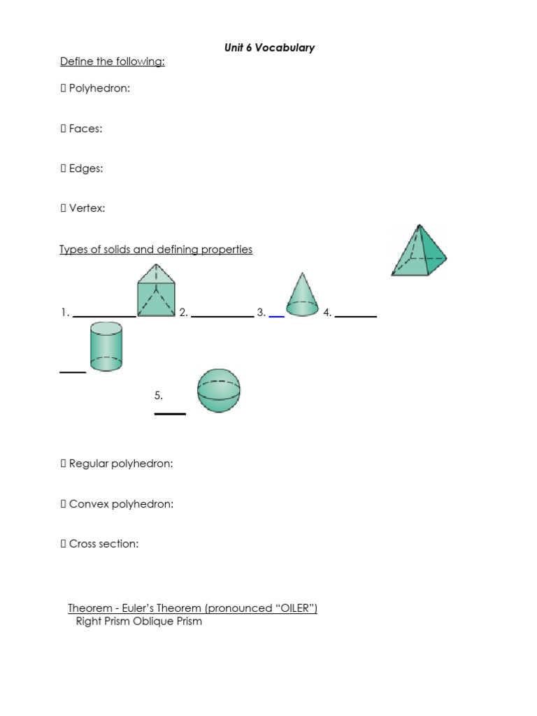 Geometry Vocabulary and Formulas | PDF