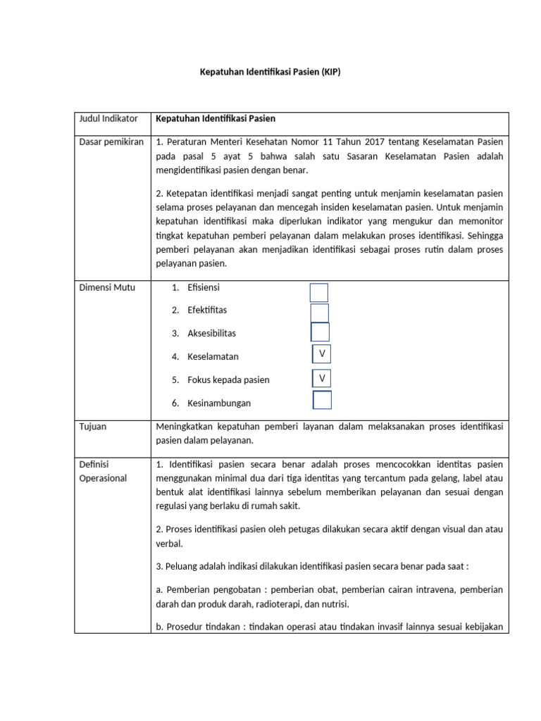 1. Kepatuhan Identifikasi Pasien | PDF